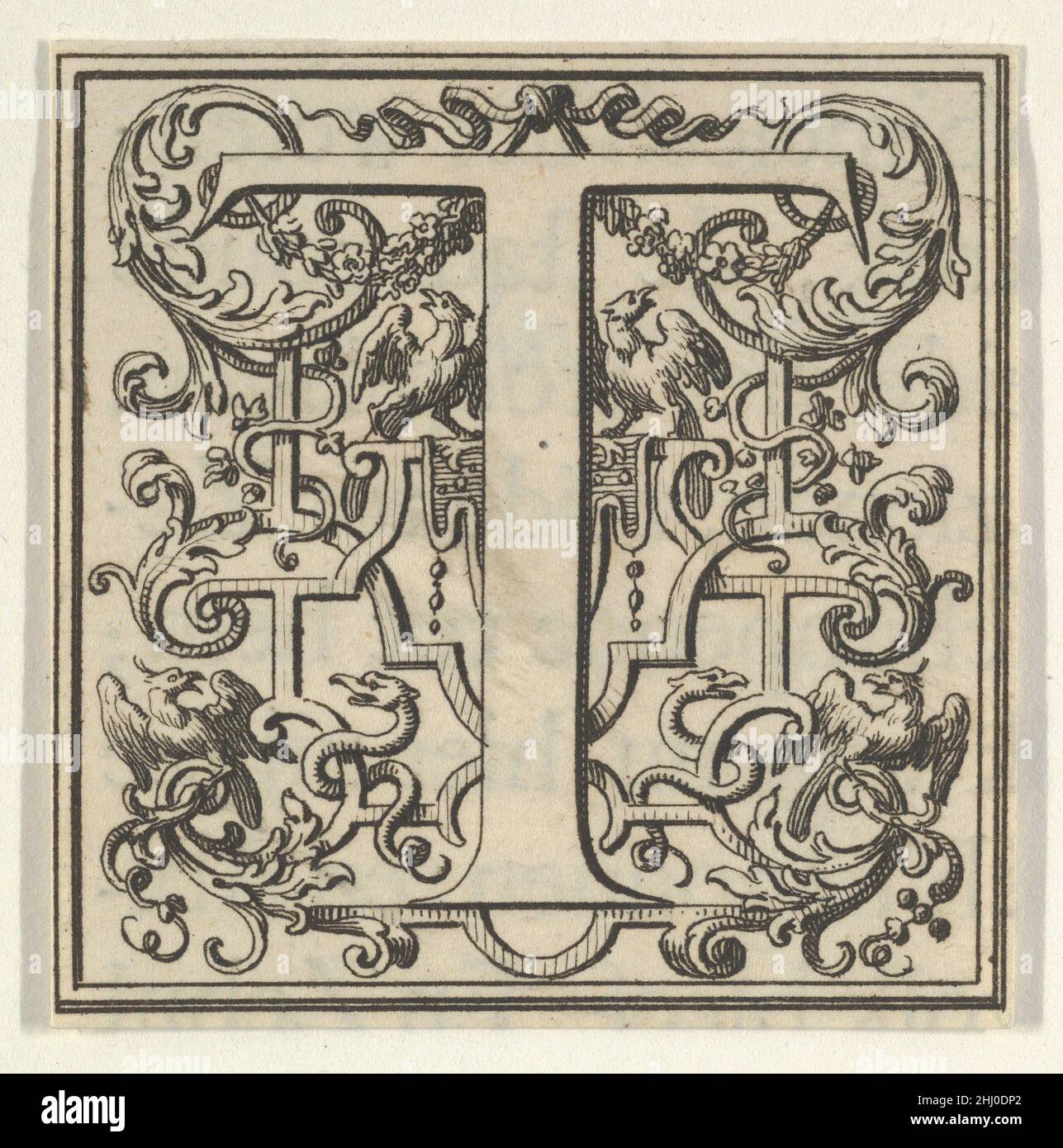 Roman Alphabet letter T with Louis XIV decoration 18th century Bernard ...