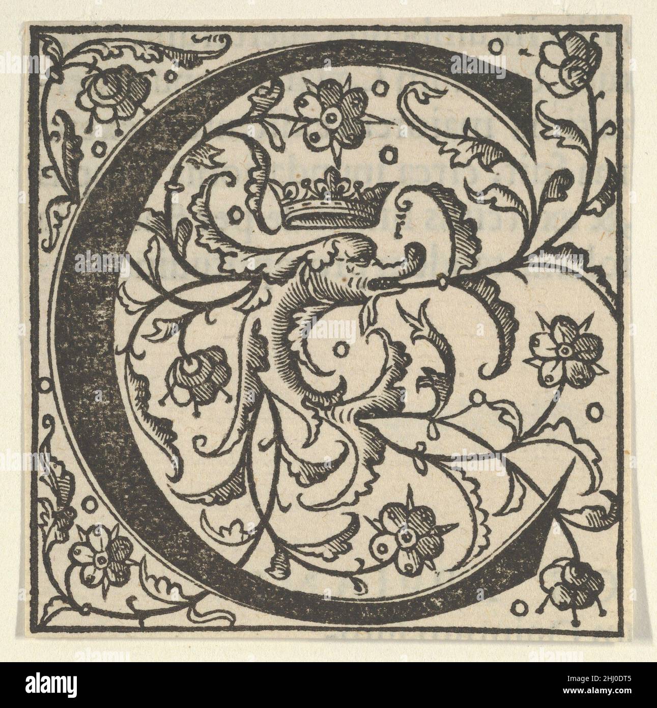 Initial letter C with dolphin and crown mid-16th century. Initial ...