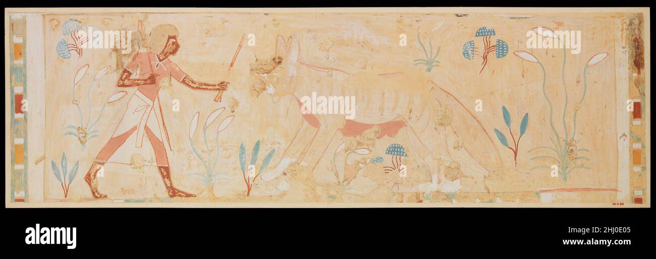 Man Confronting a Hyena, Tomb of Amenemhab A.D. 1920; original ca. 1479 ...
