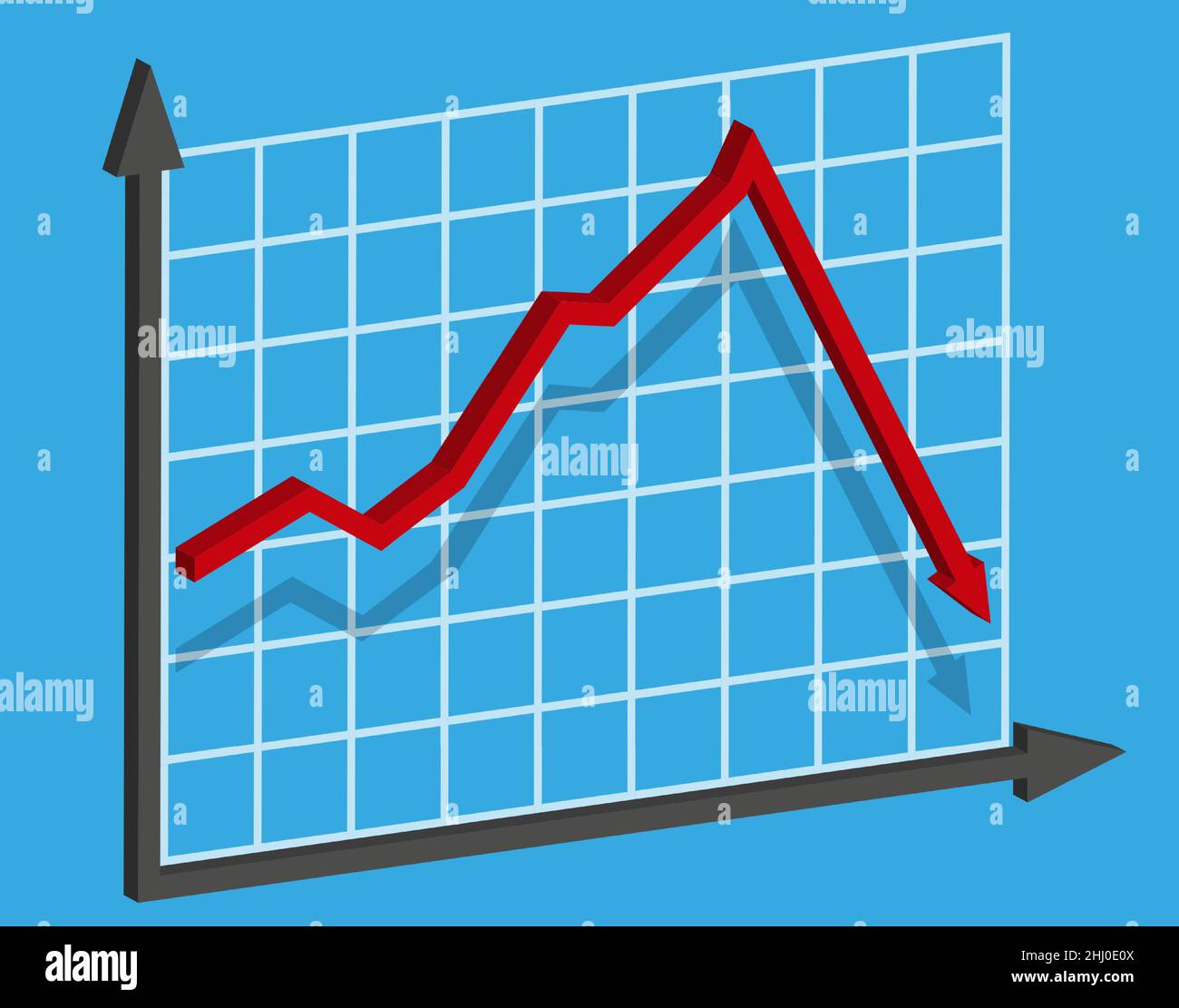 3d graph with decrease report. Diagram with recession and bankruptcy progress. Business and ...