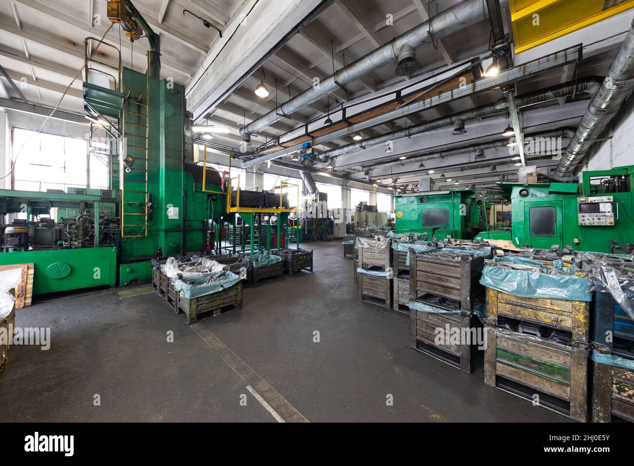Photo of modern automatic automobile manufacturing workshop. The ...