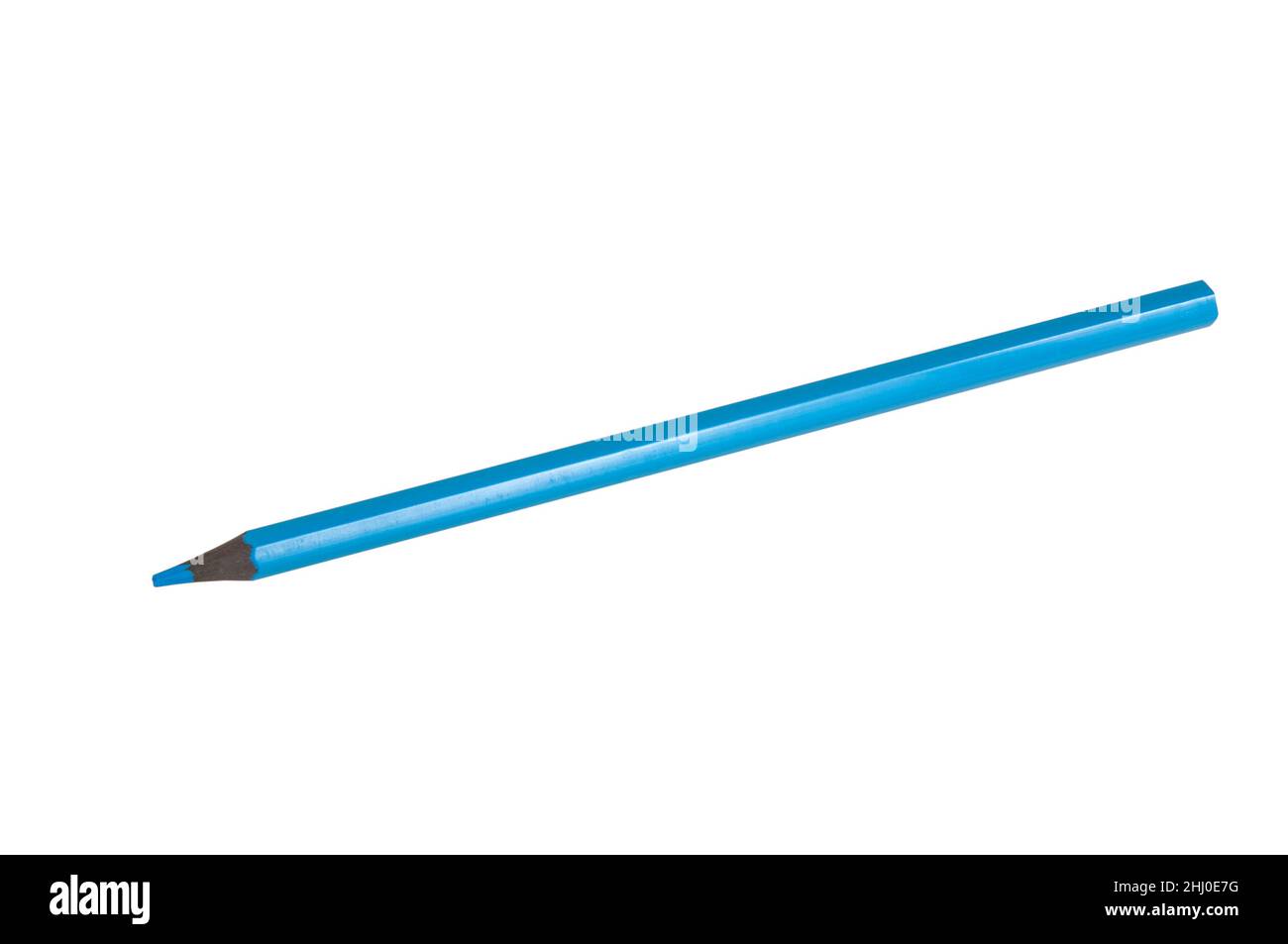 Blue color pencil for art isolated on the white Stock Photo - Alamy