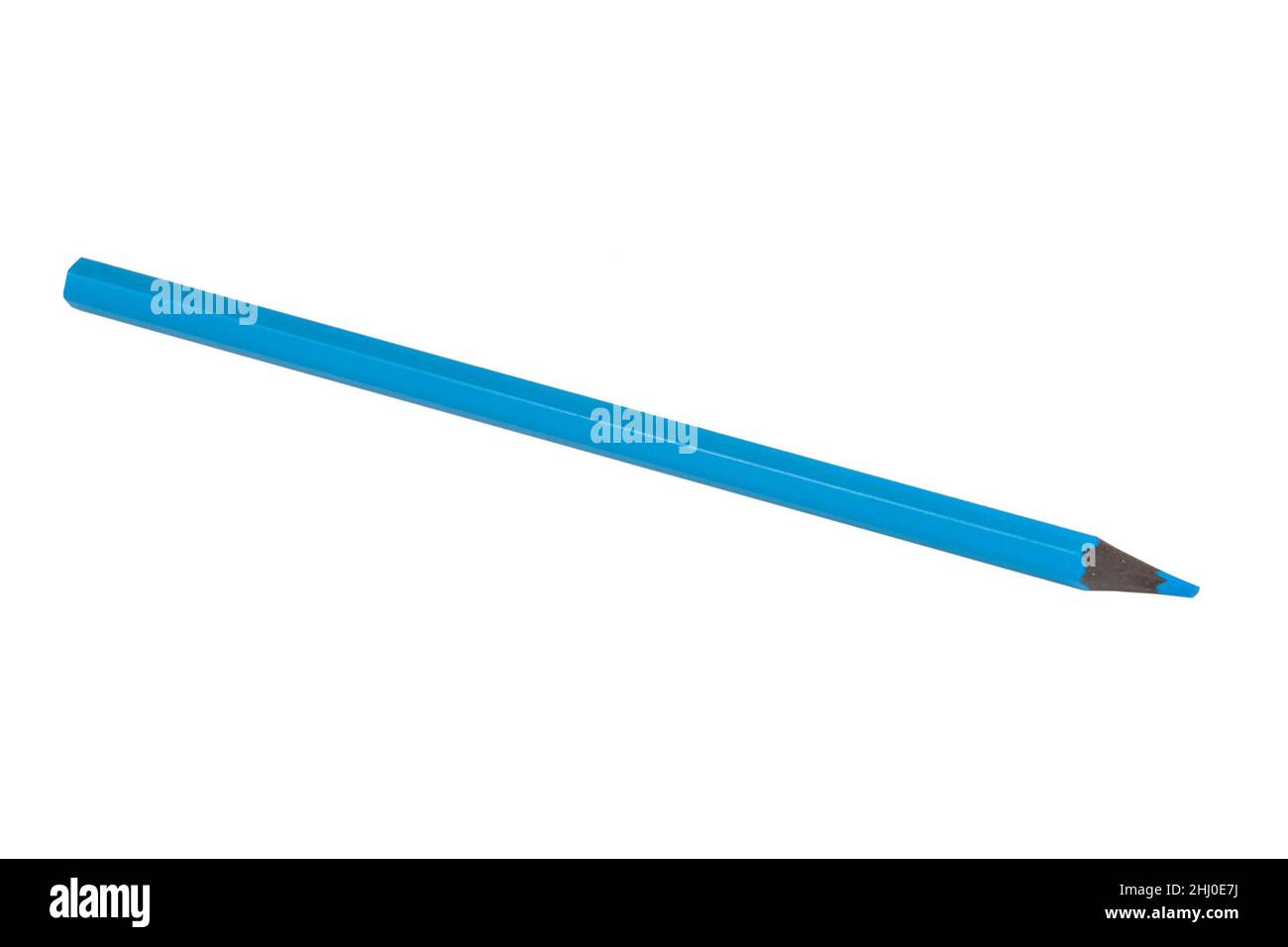 Blue color pencil for art isolated on the white Stock Photo - Alamy