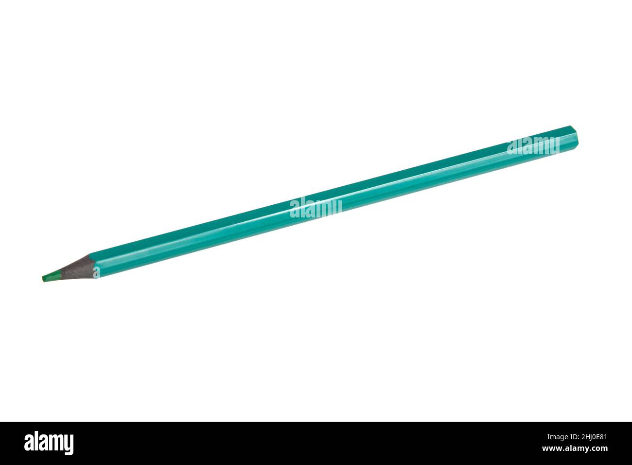 Green color pencil for art isolated on the white Stock Photo - Alamy