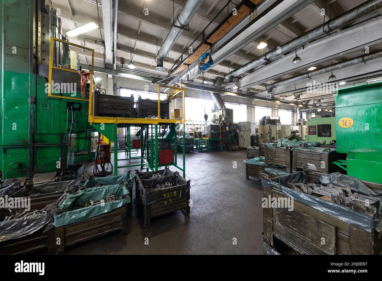 Photo of modern automatic automobile manufacturing workshop. The ...