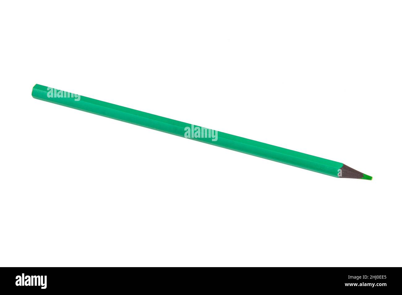 Green color pencil for art isolated on the white Stock Photo - Alamy