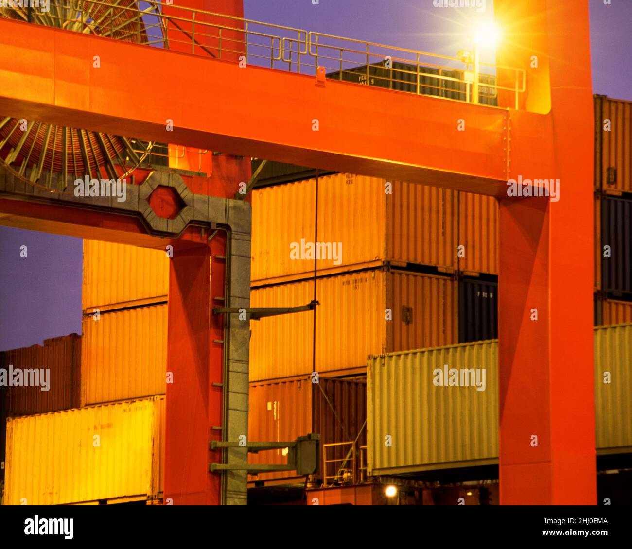 Loading containers.Tariffs. Shipping cargo containers stacked ...