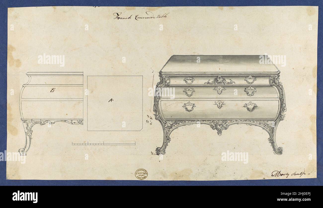 French Commode Table, from Chippendale Drawings, Vol. II 1753 Thomas ...