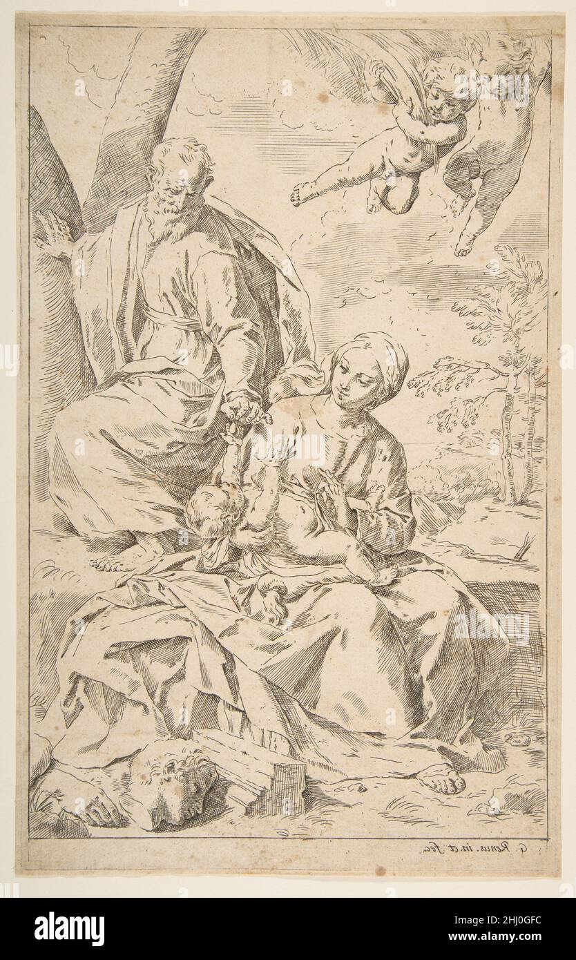 Rest on the flight into Egypt, Mary holding the infant Christ while St ...