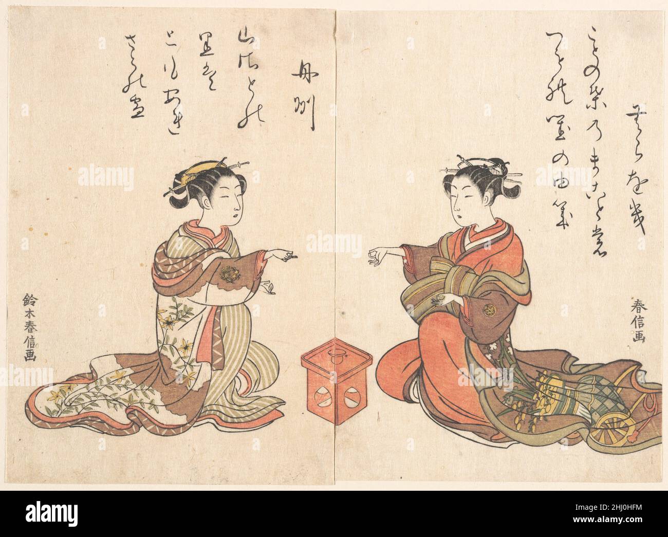 Two Girls Play the Finger Game of Kitsume Ken 1725–1770 Suzuki Harunobu ...