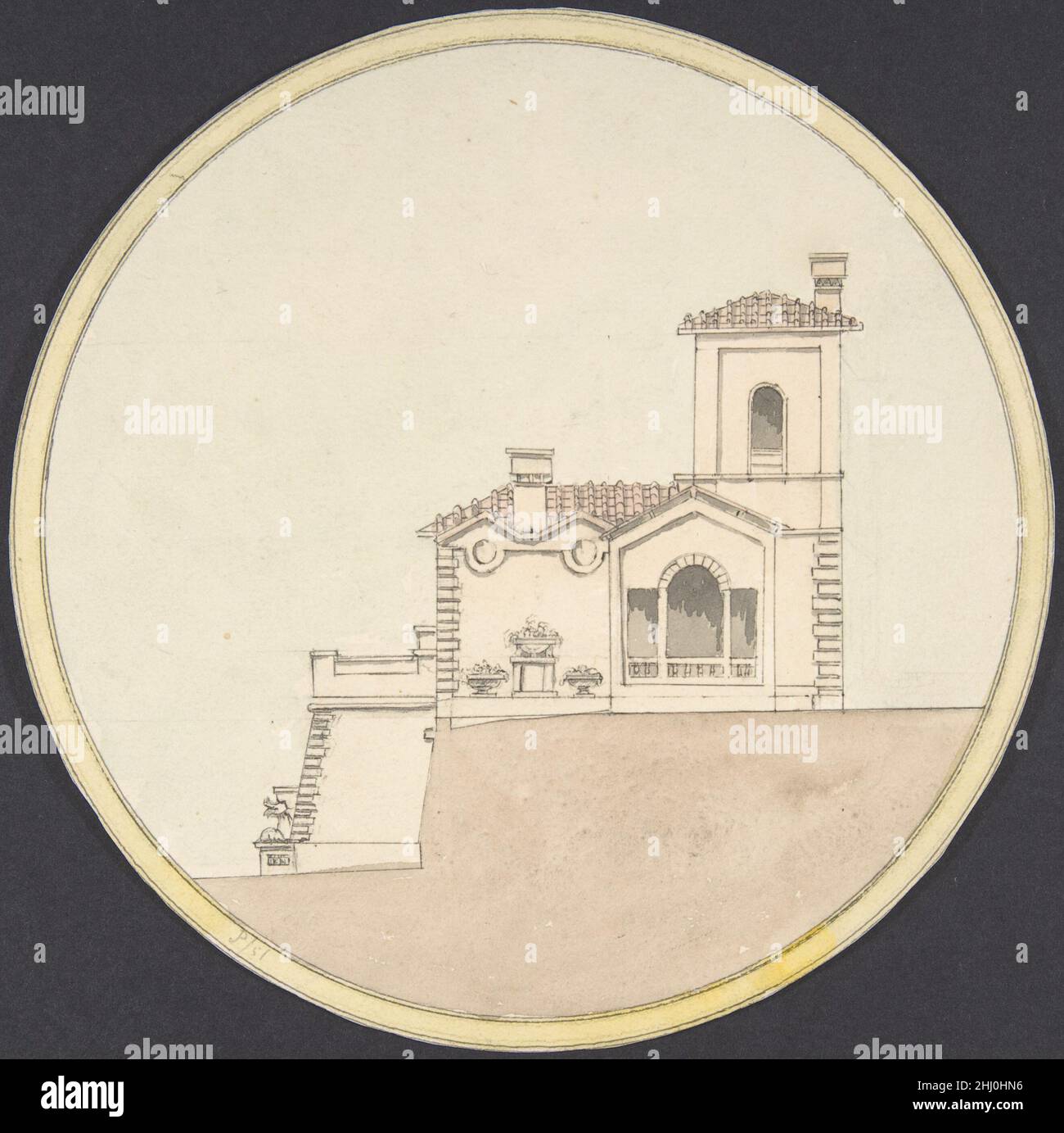 Side Elevation of an Italian Villa Style House 1851 (?) Anonymous ...