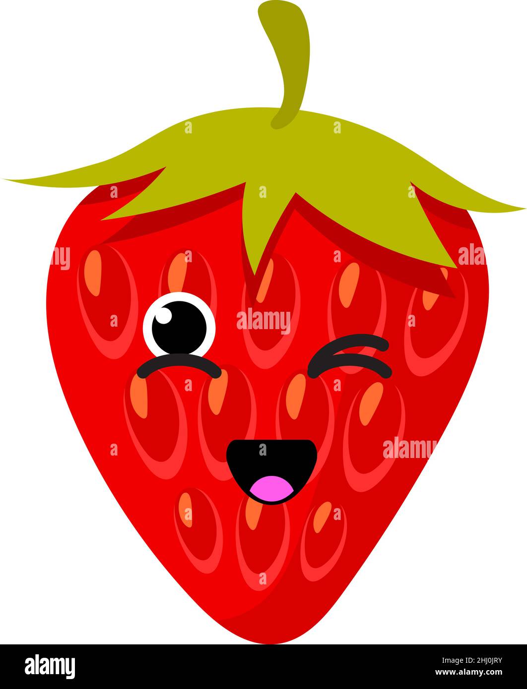 Strawberry character. Wink eye expression on red berry face Stock ...