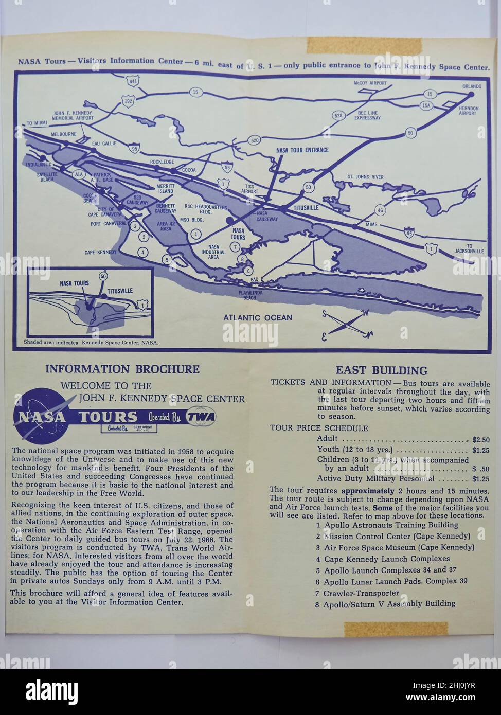 Inside pages of an information leaflet from the Kennedy Space Centre ...