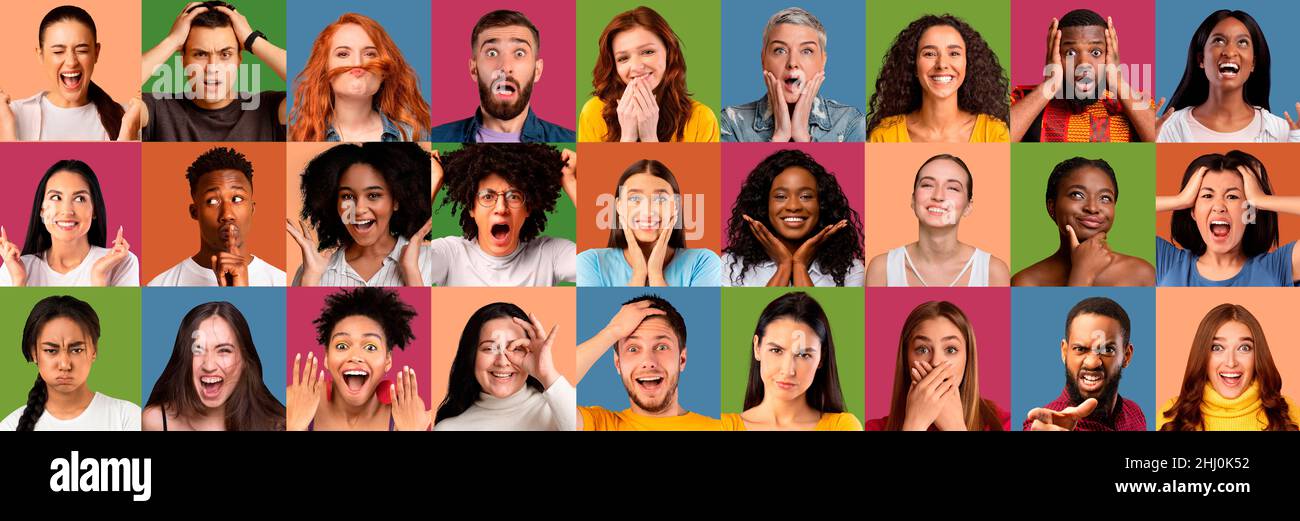 Feelings, emotions, face expressions concept. Set of photos Stock Photo ...