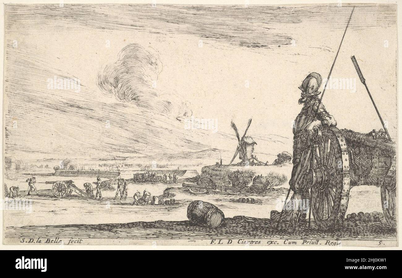 Plate 5: A Pikeman standing at right next to a canon, other military ...