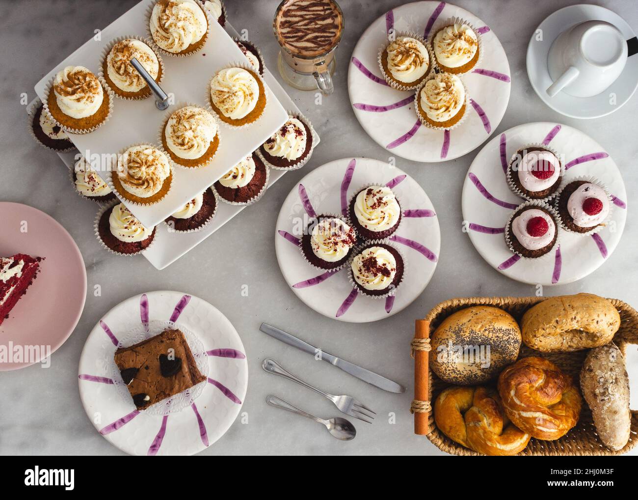 Cute Bakery Still Life Top View Stock Photo - Alamy