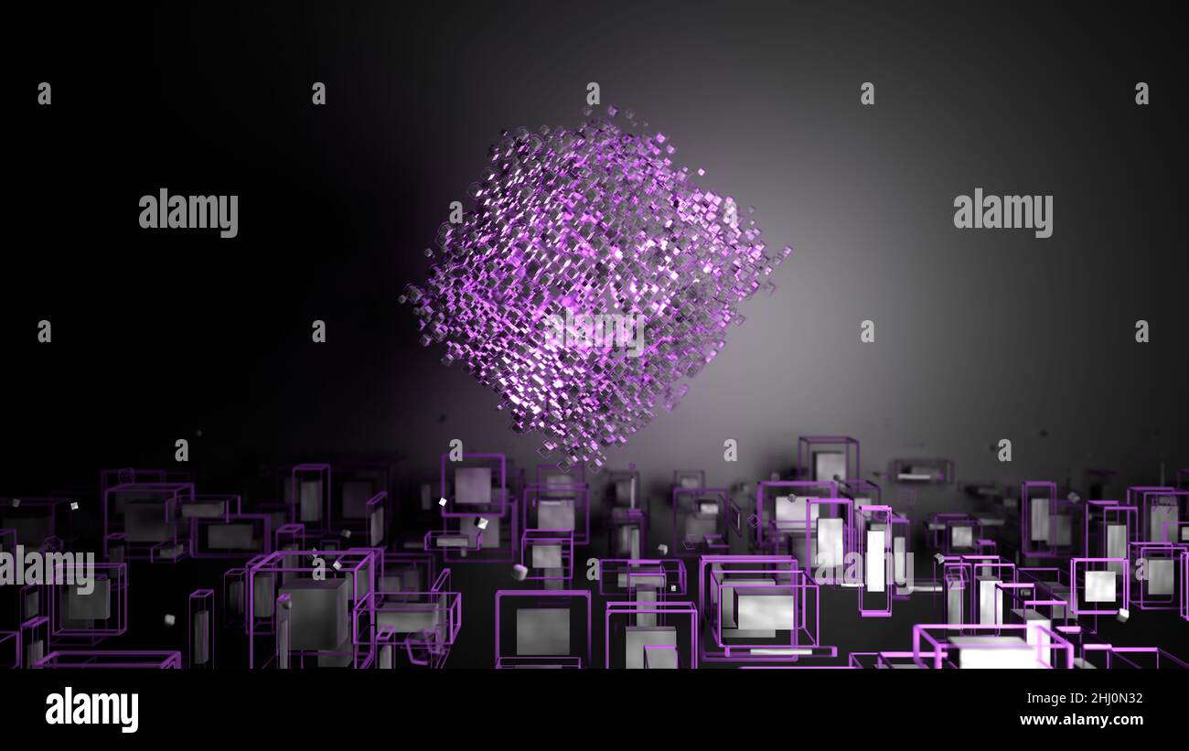 3d render. Abstract geometric shapes. Cubes form big cube. Creative ...