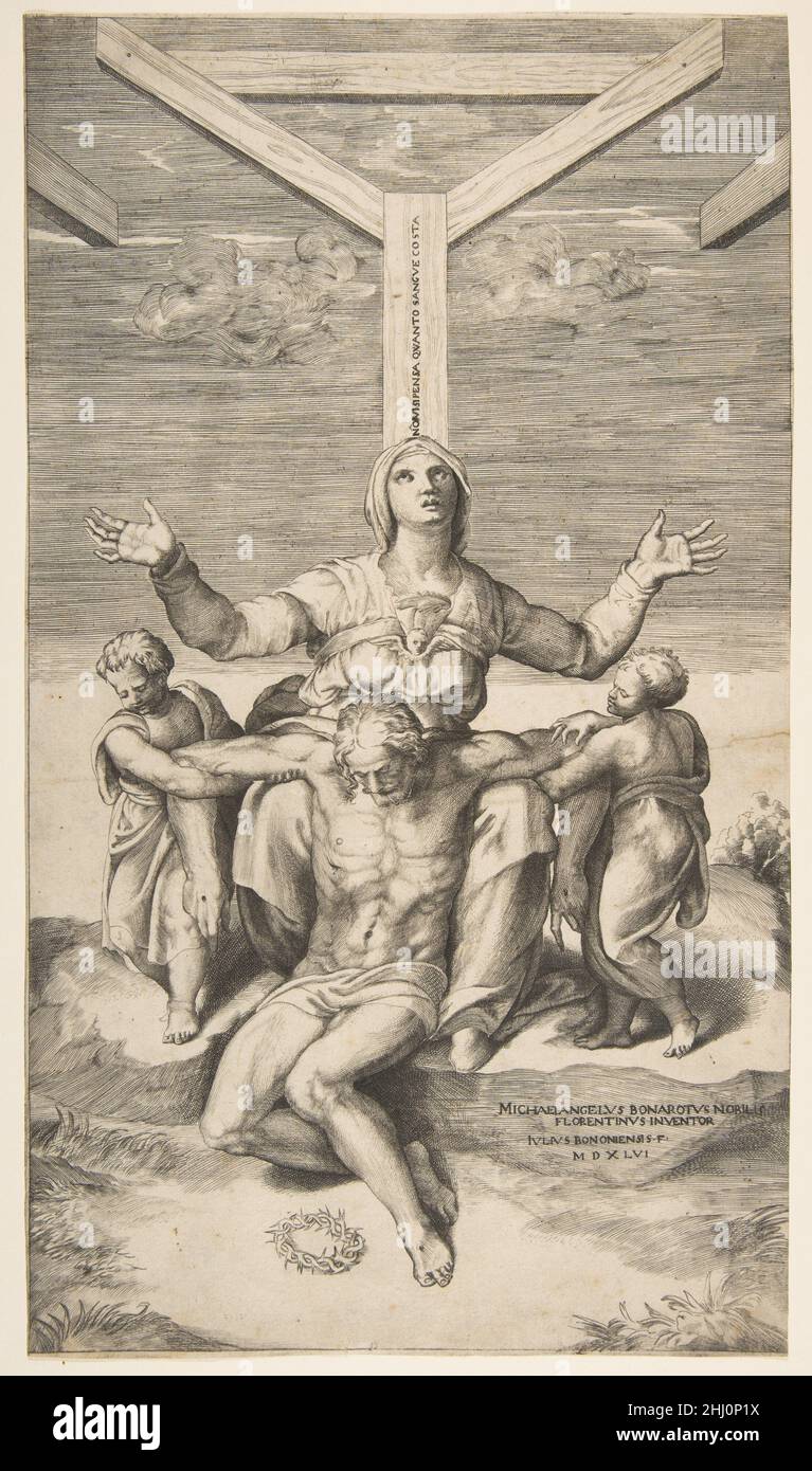 Pietà with Angels in front of the Cross 1546 Giulio Bonasone Italian ...