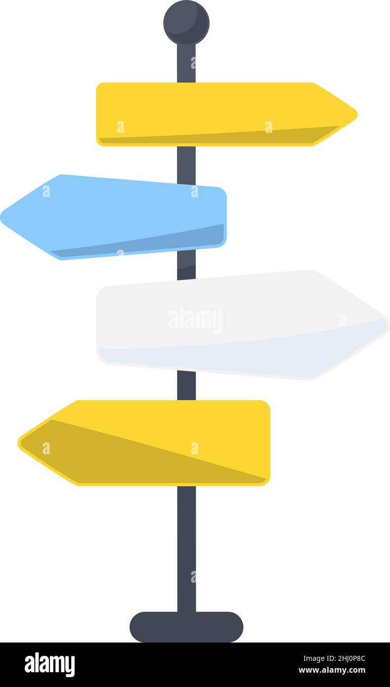 Cartoon signpost. Colorful blank arrow pointers on pole Stock Vector ...