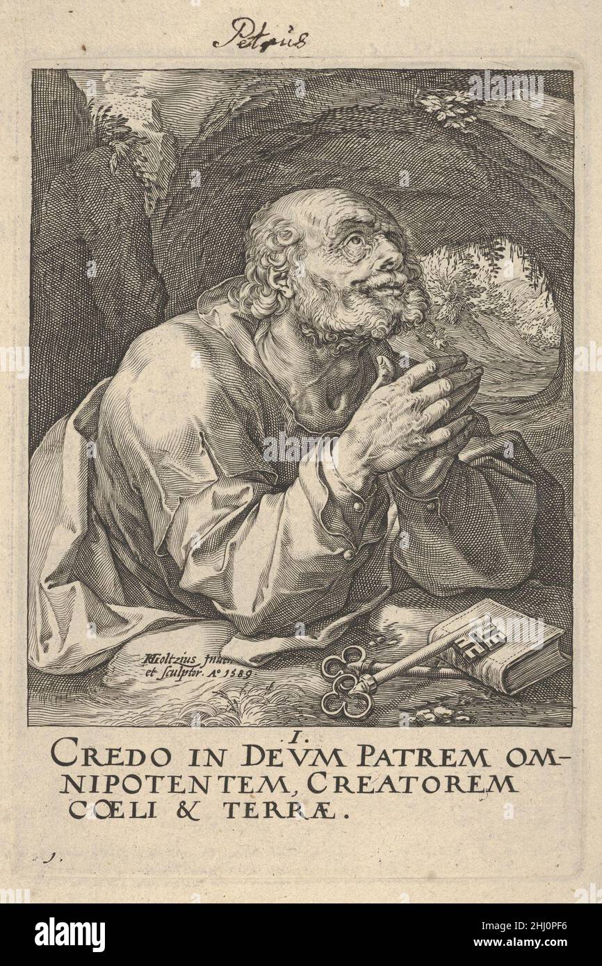 St. Peter, from Christ, the Apostles and St. Paul with the Creed 1589 ...