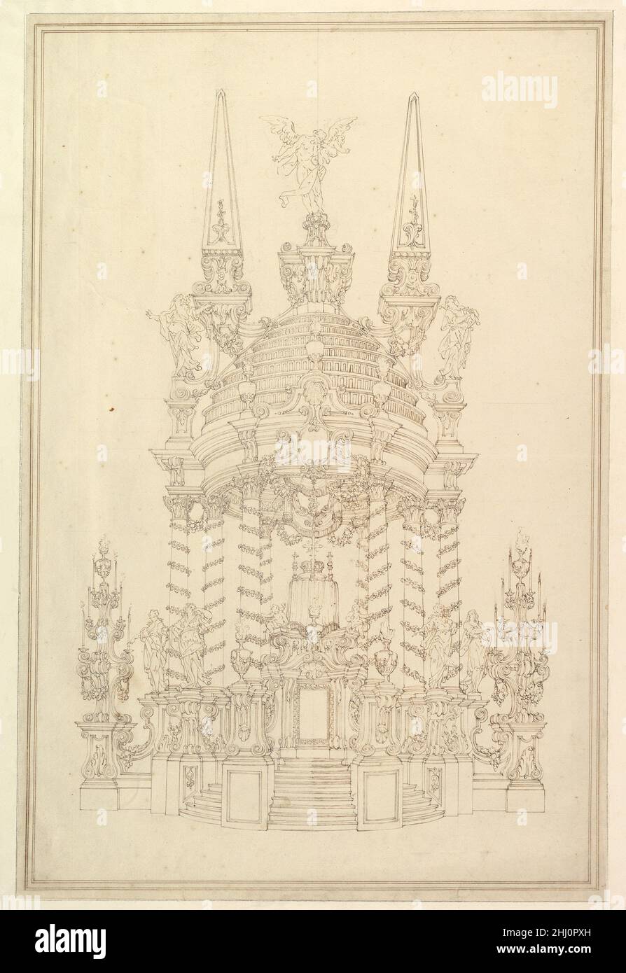 Elevation of a Catafalque: Wreathed Columns Supporting a Stepped Dome ...