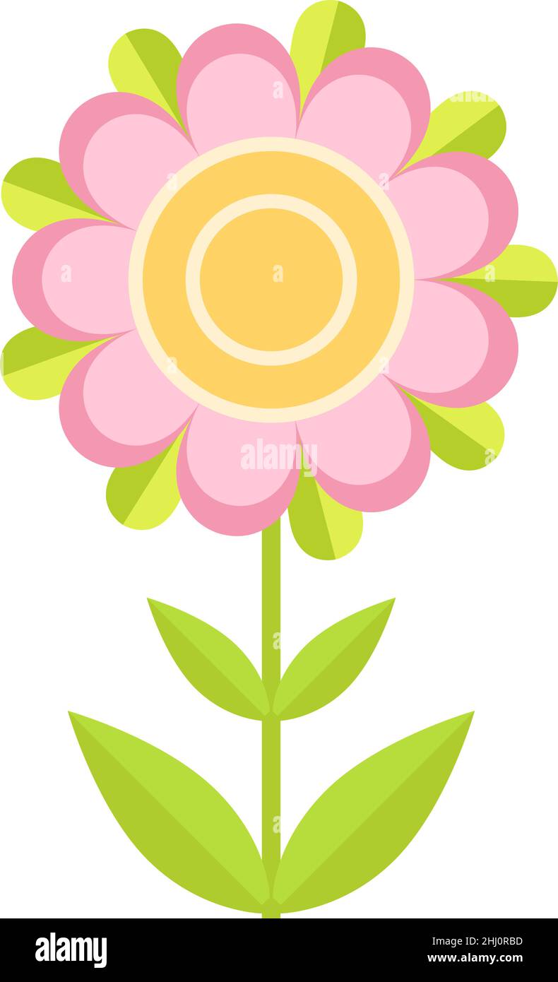 Blooming plant. Cute meadow flower with stem and leaves Stock Vector ...