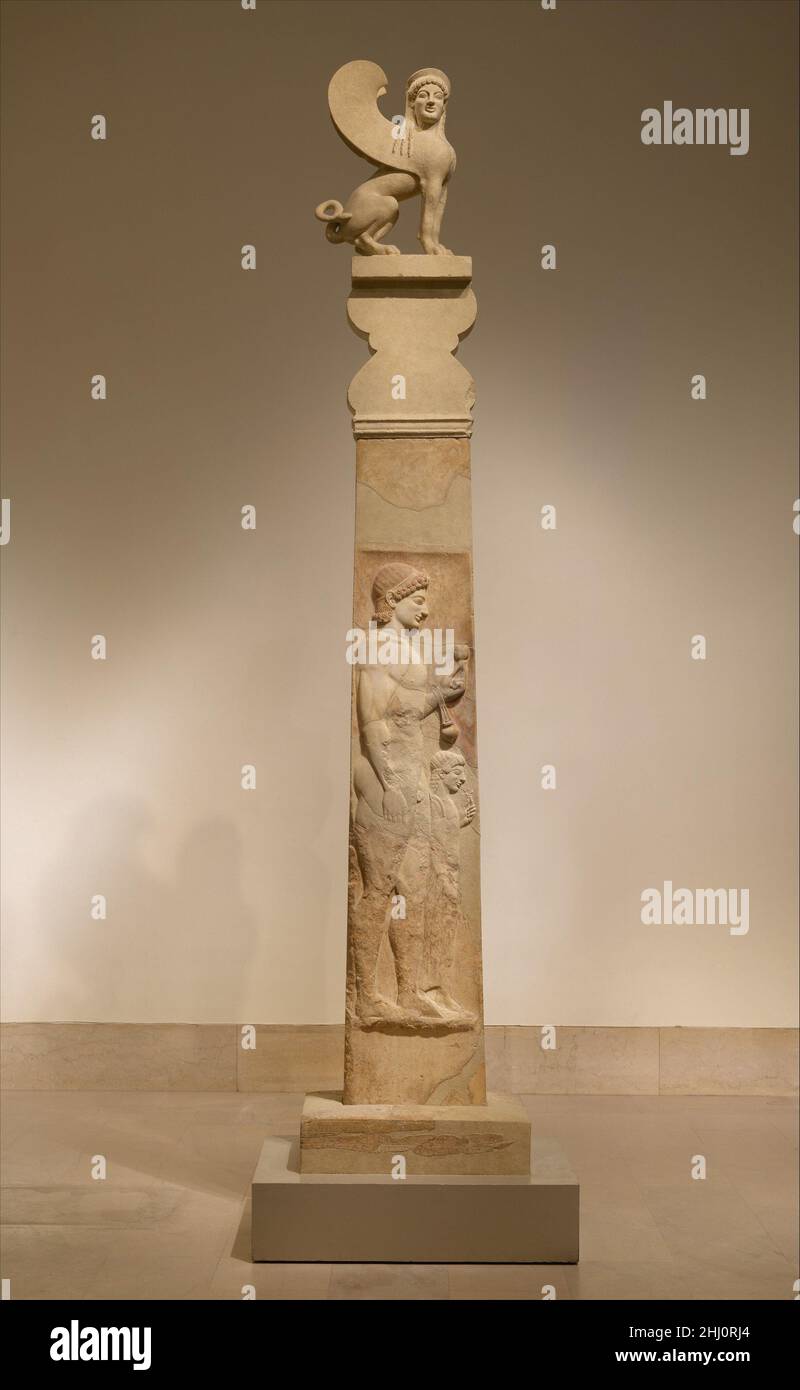 Marble stele (grave marker) of a youth and a little girl ca. 530 B.C ...