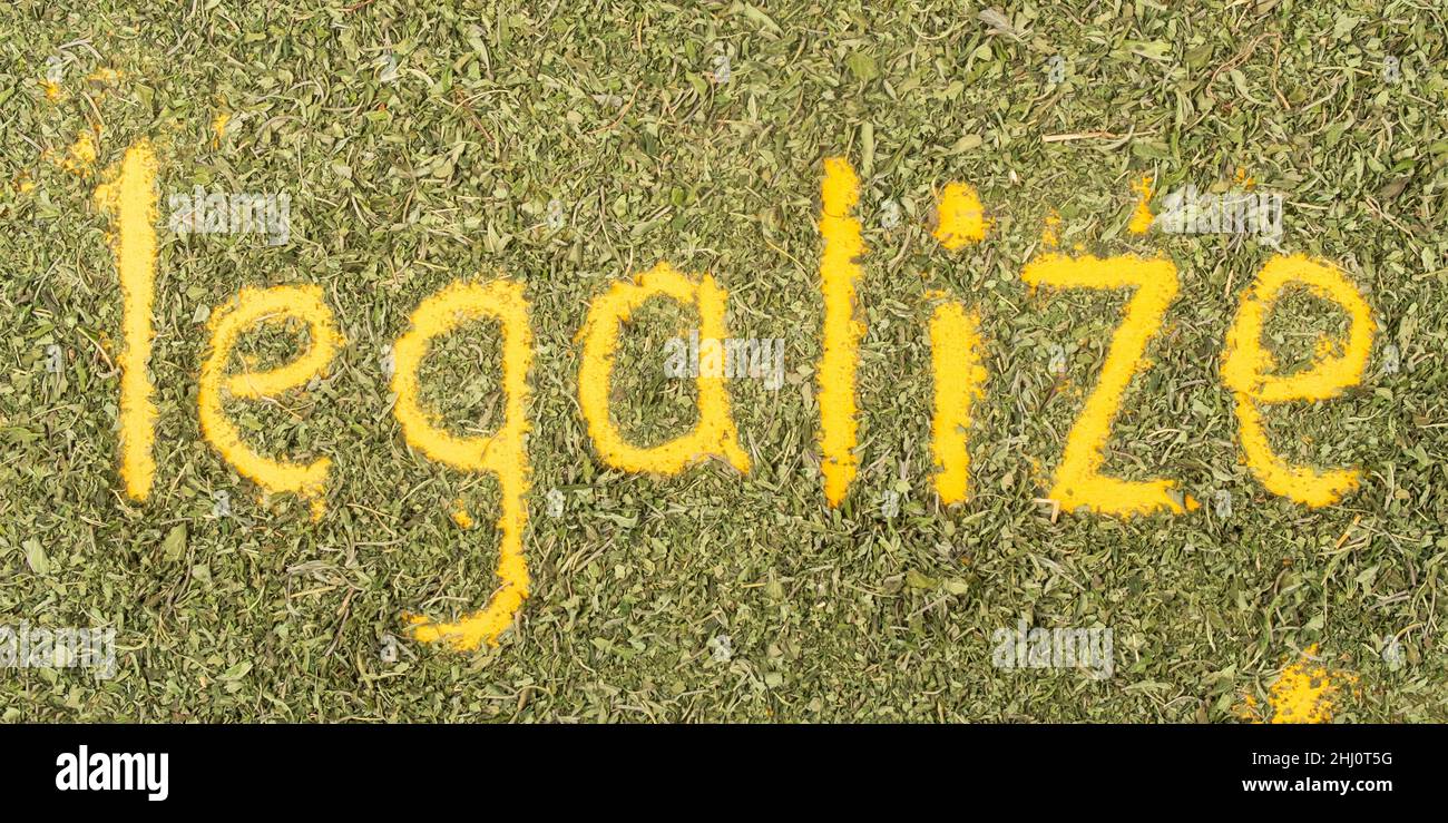 marijuana legalization symbol, legalization cannabis word text Stock ...