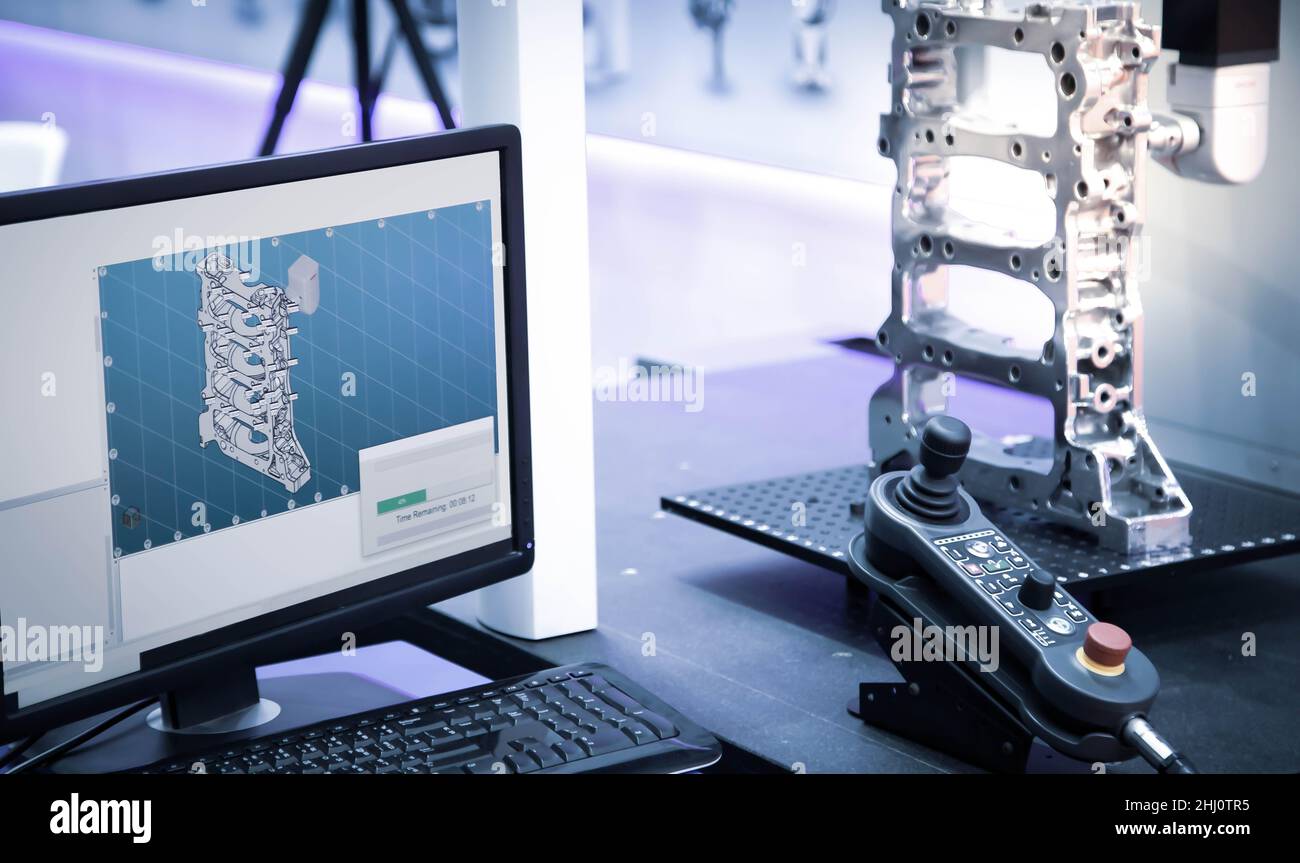 CMM Coordinate Measuring Machine inspecting dimension of automotive ...