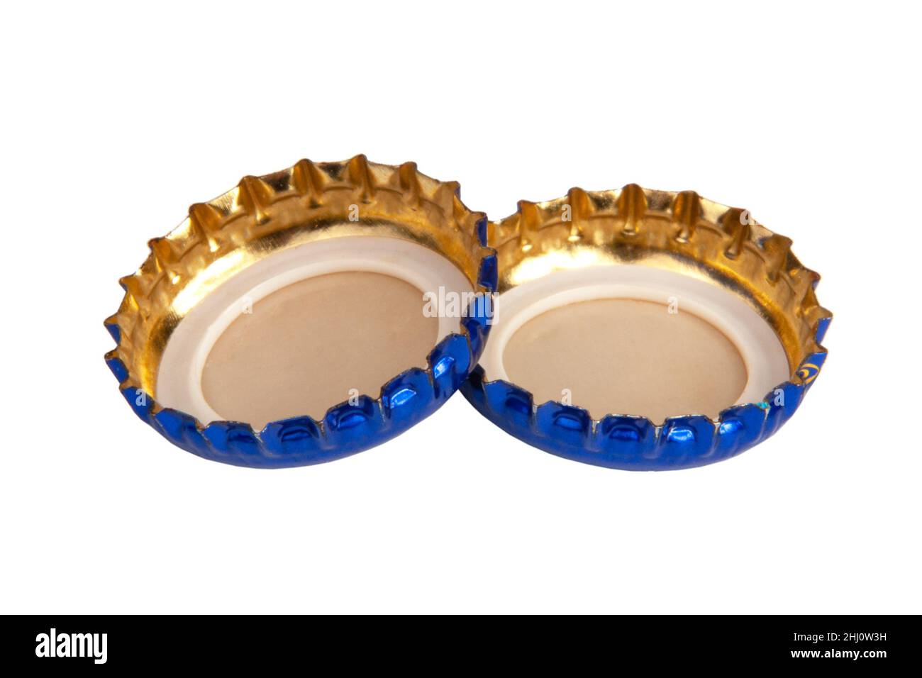 Metallic blue beer bottle cap isolated on the white Stock Photo - Alamy