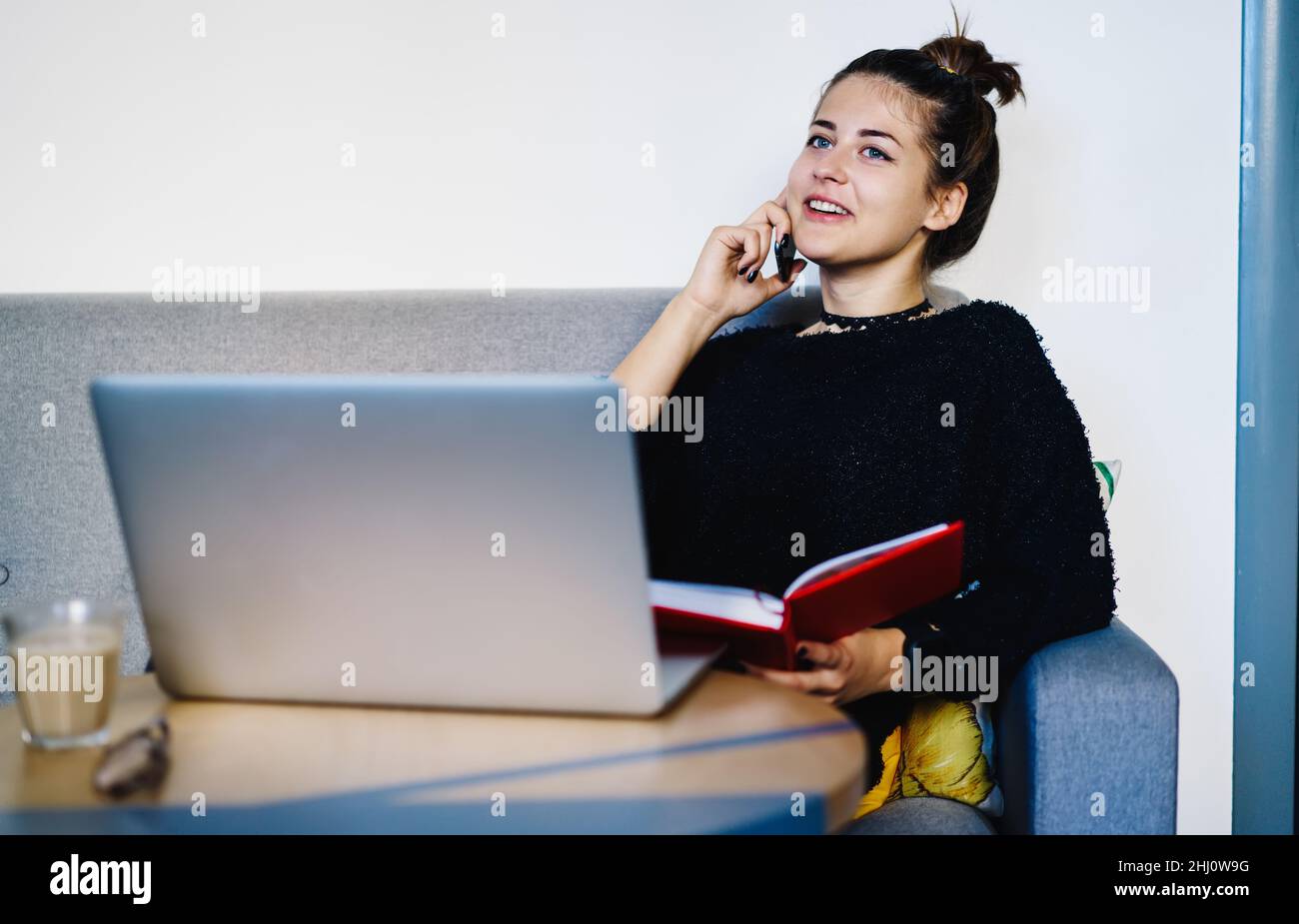 Cheerful lady speaking smartphone on hi-res stock photography and ...