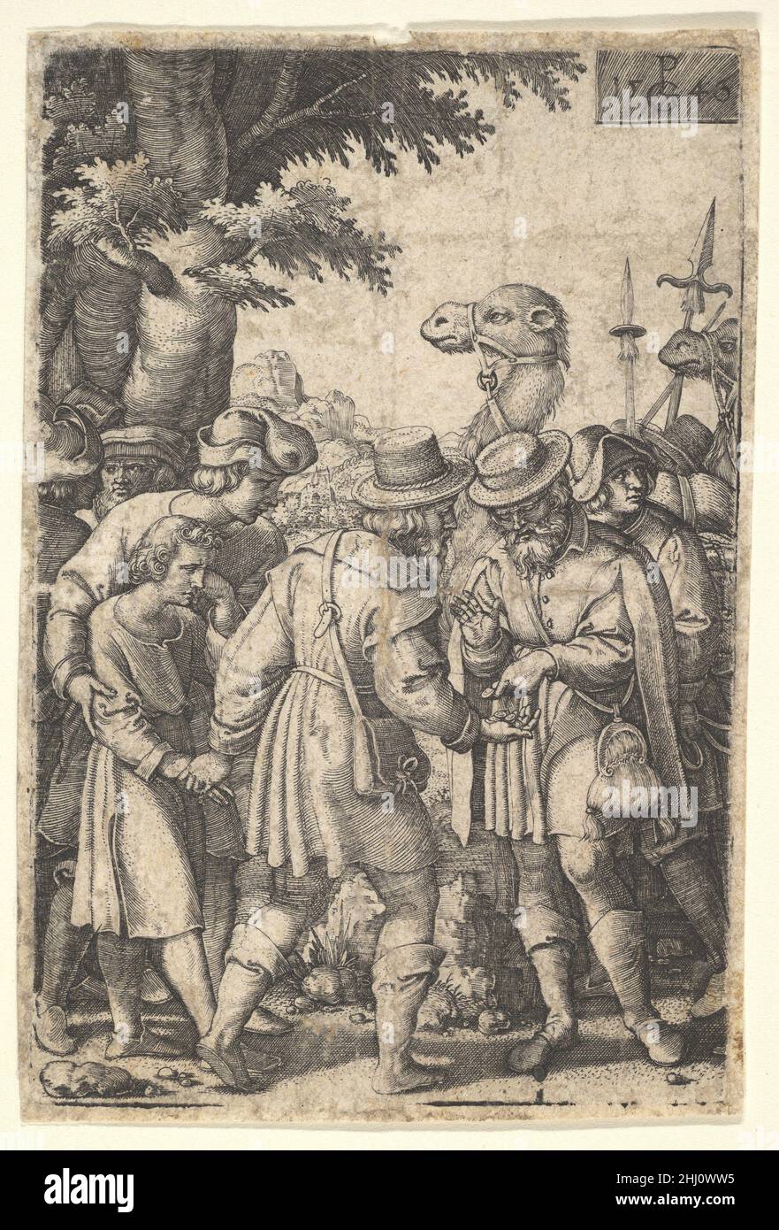 Joseph sold to the merchants: a bearded man grasping Joseph with his ...