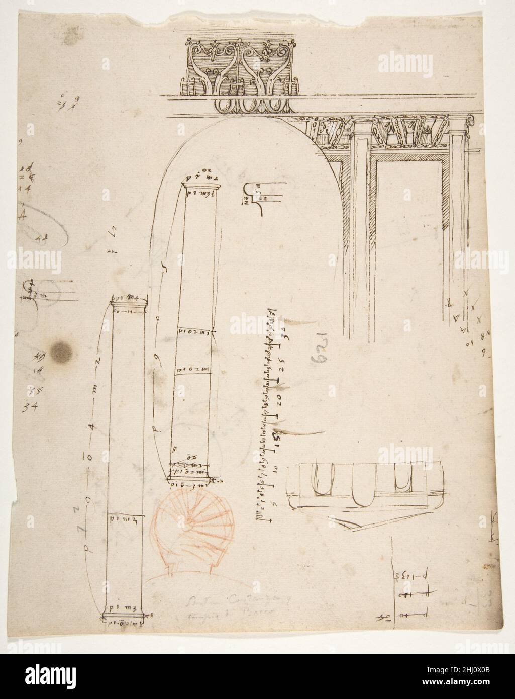 S. Costanza, drum, interior, elevation; column shafts, profiles ...