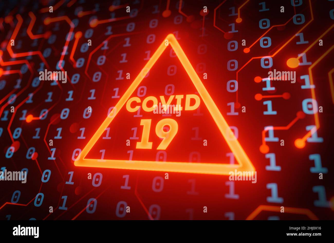 Coronavirus Warning Binary Data Symbols Circuit Board Stock Photo - Alamy