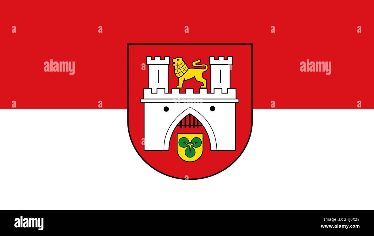 Top view of flag of Hanover . Federal Republic of Germany. no flagpole ...