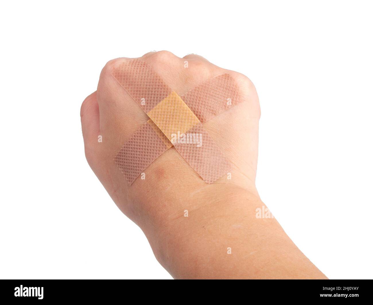 Medical patch plaster on hand isolated on the white Stock Photo - Alamy