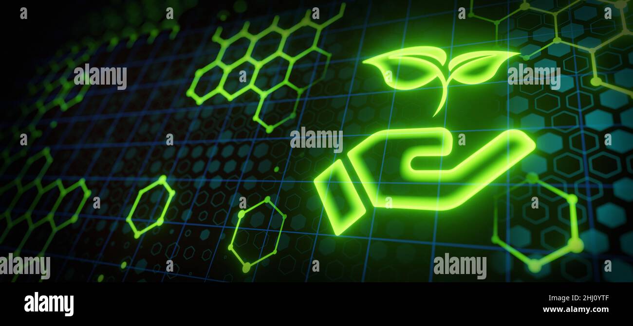 light of sprout from earth eco sustainability concept digital network ...