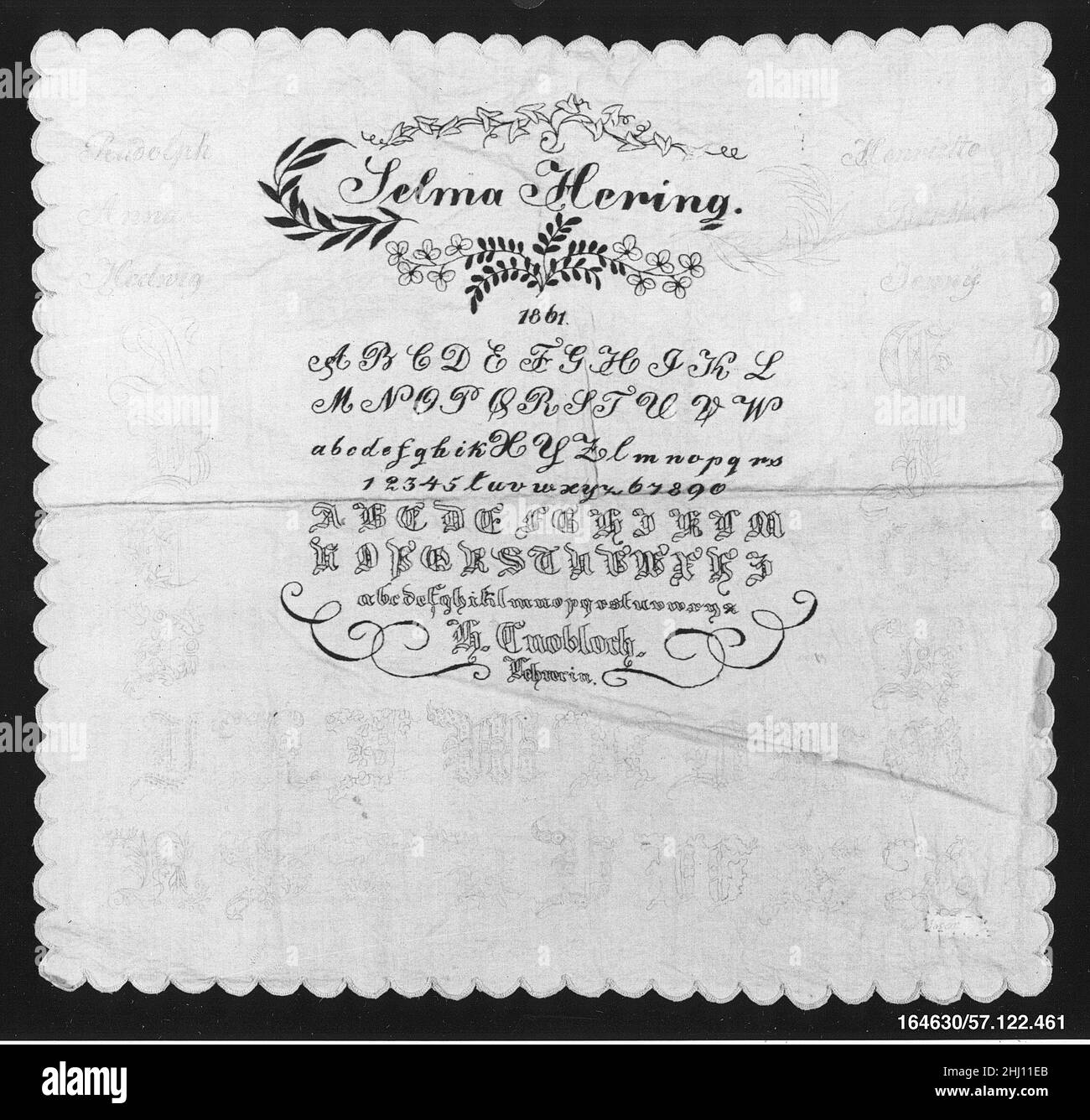 Sampler 1861 German. Sampler 228386 Stock Photo - Alamy