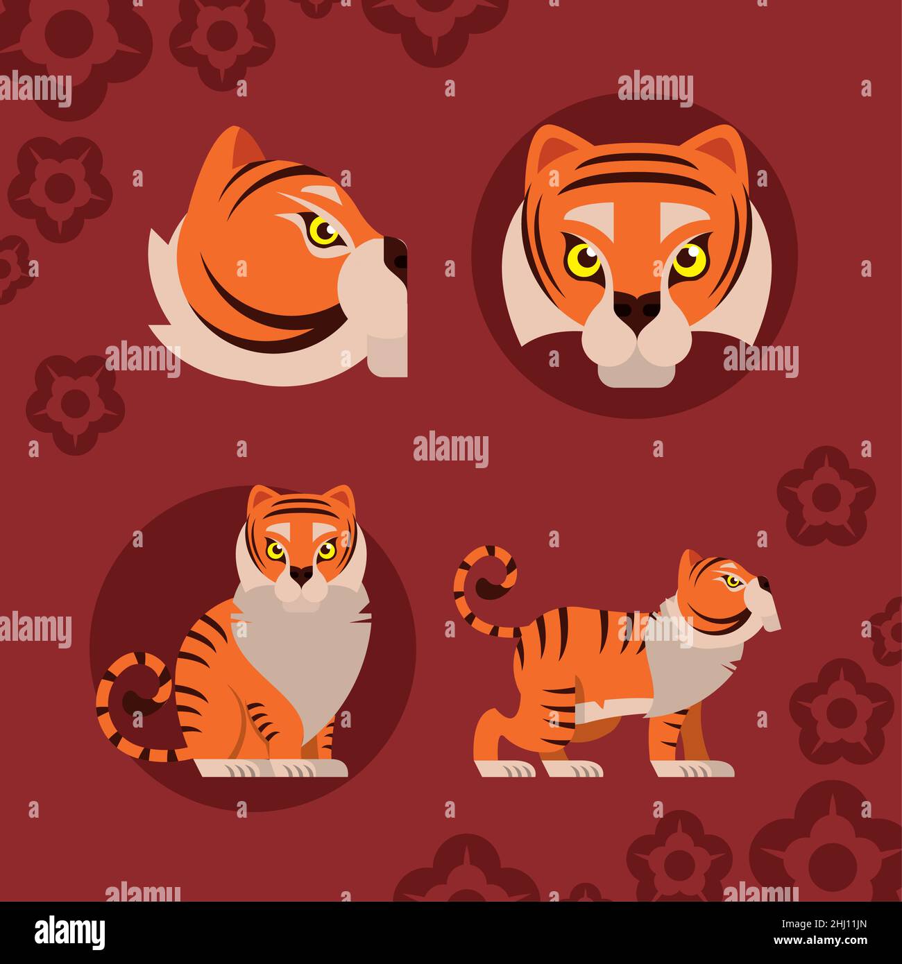Four tigers Stock Vector Images - Alamy