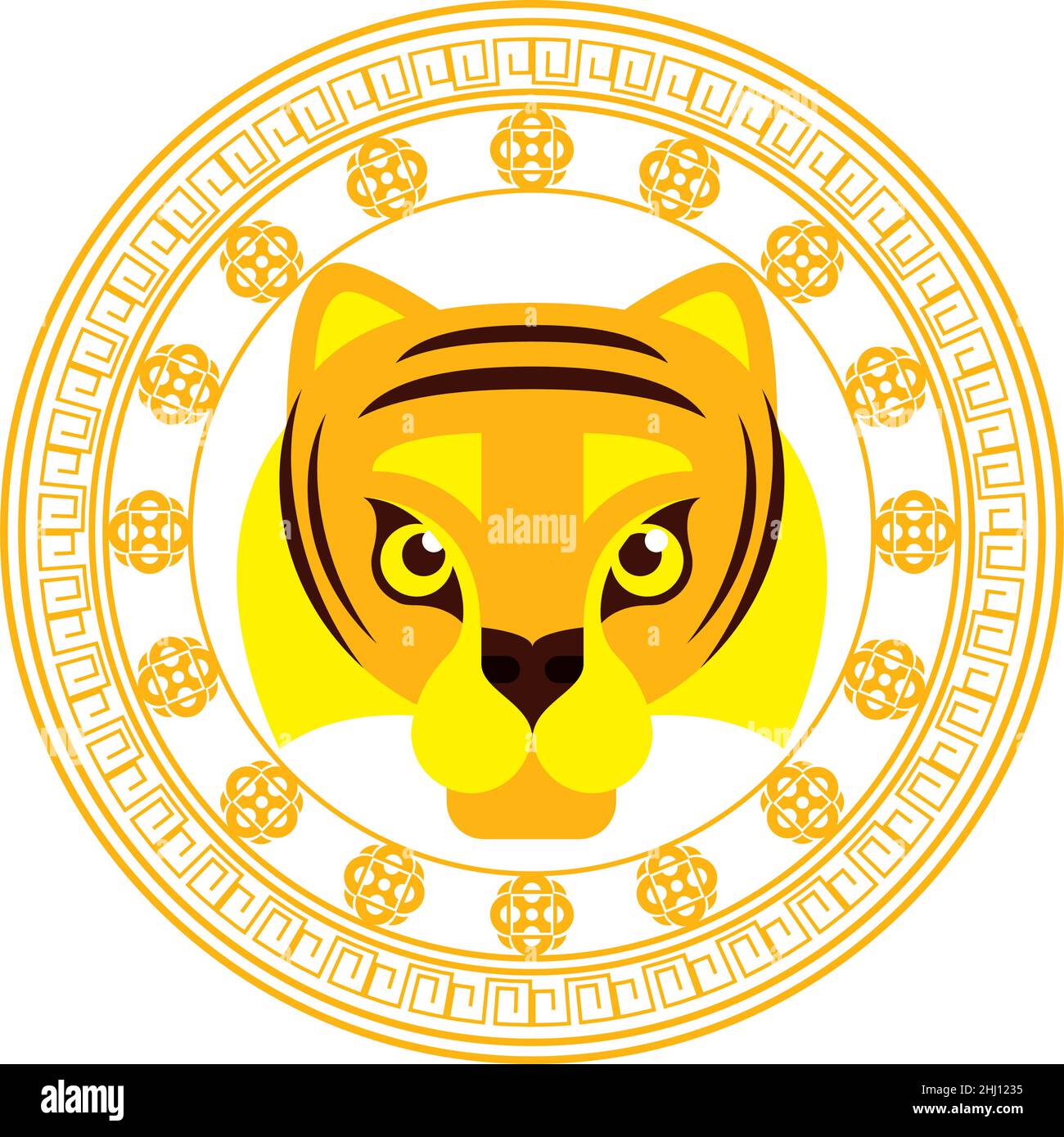 golden chinese tiger head Stock Vector Image & Art - Alamy