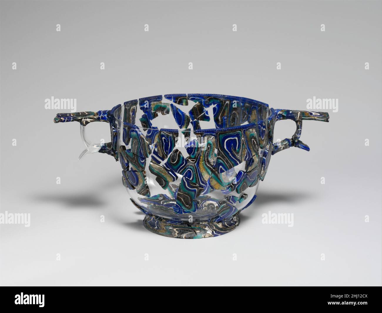 Glass gold-band mosaic scyphus (drinking cup) late 1st century B.C ...