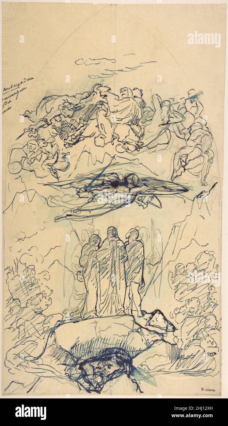 Composition Study with Three Figures Standing on a Rock 19th century ...