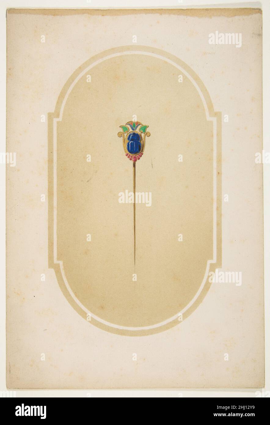 Design for a pin with a blue scarab 19th century Anonymous, French ...