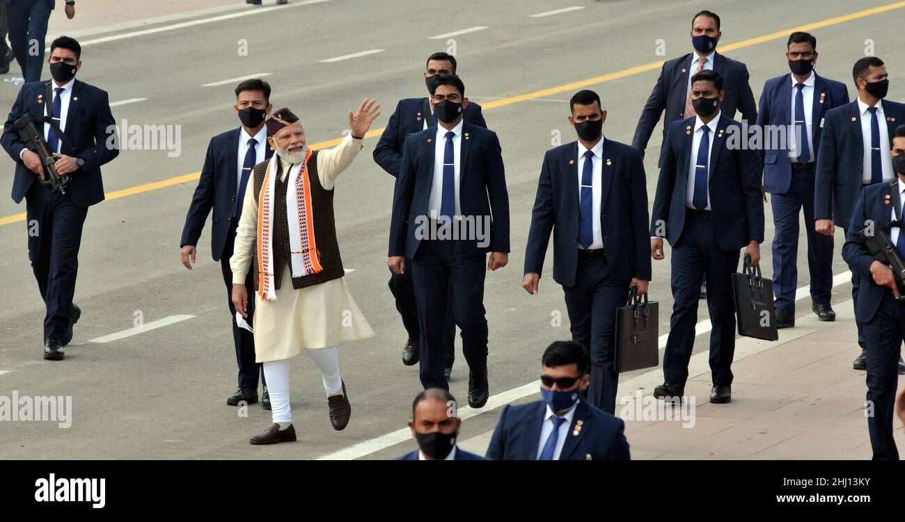 New Delhi, India on Jan. 26, 2022. Indian Prime minister Narendra Modi ...