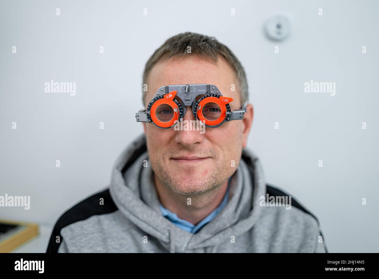 Vision correction. Selection of eyeglasses. Professional trial frames ...