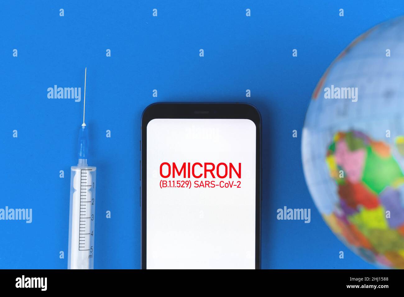 Coronavirus Omicron B.1.1.529 mutations. Medical table background with ...