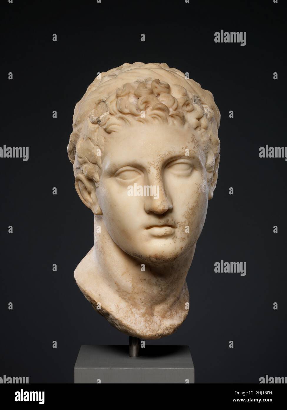 Marble head of a horned youth wearing a diadem 3rd–2nd century B.C ...