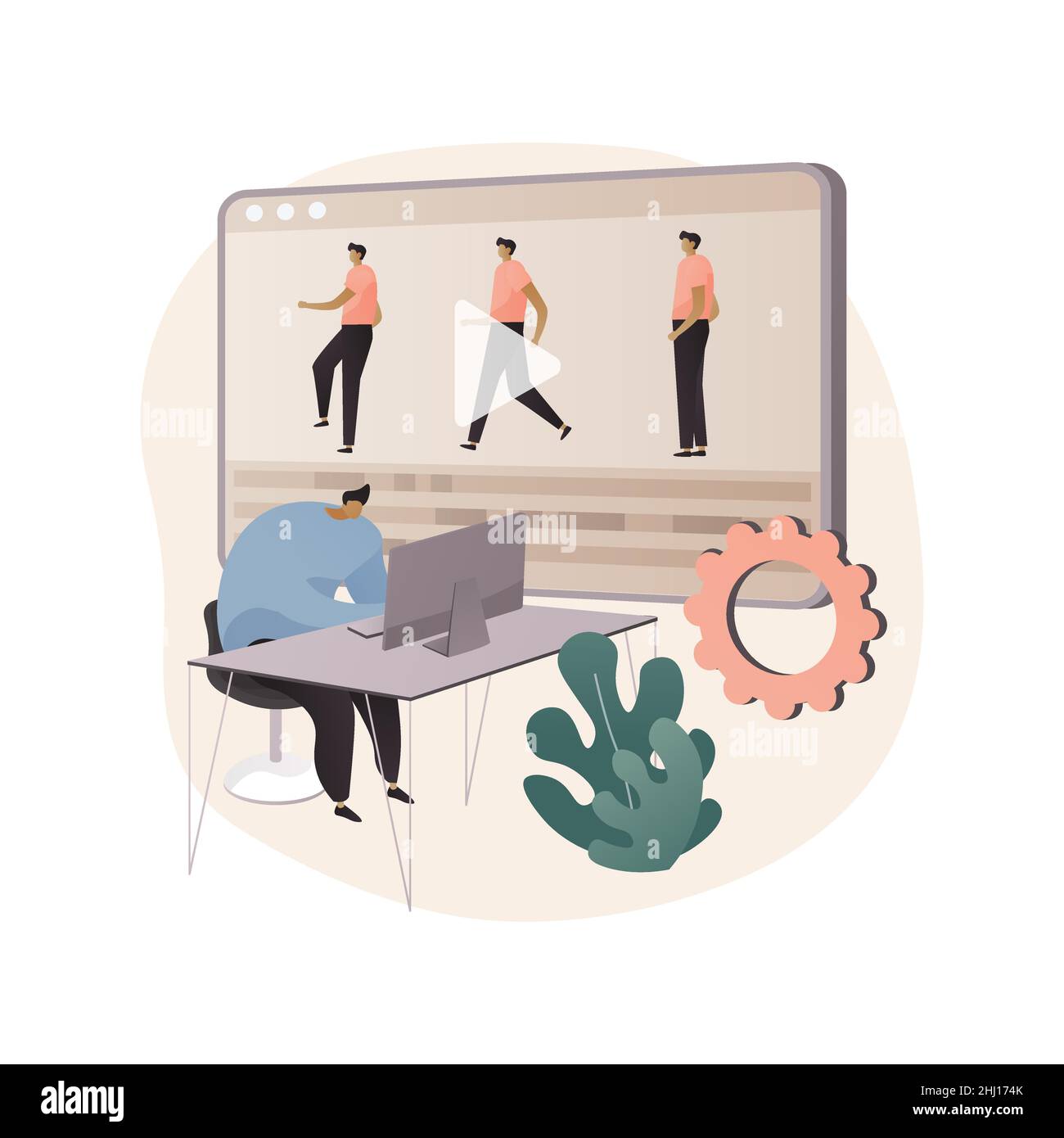 Computer animation abstract concept vector illustration Stock Vector ...