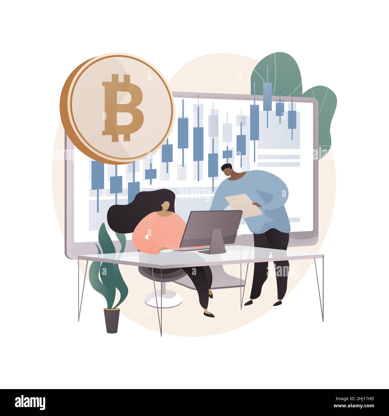 Cryptocurrency trading desk abstract concept vector illustration Stock ...