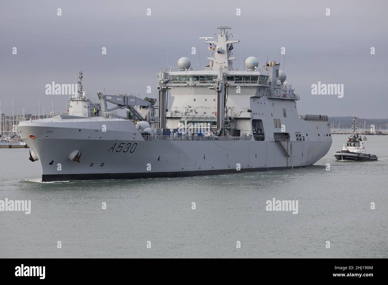 The Royal Norwegian Navy replenishment oiler HNoMS MAUD heading towards ...